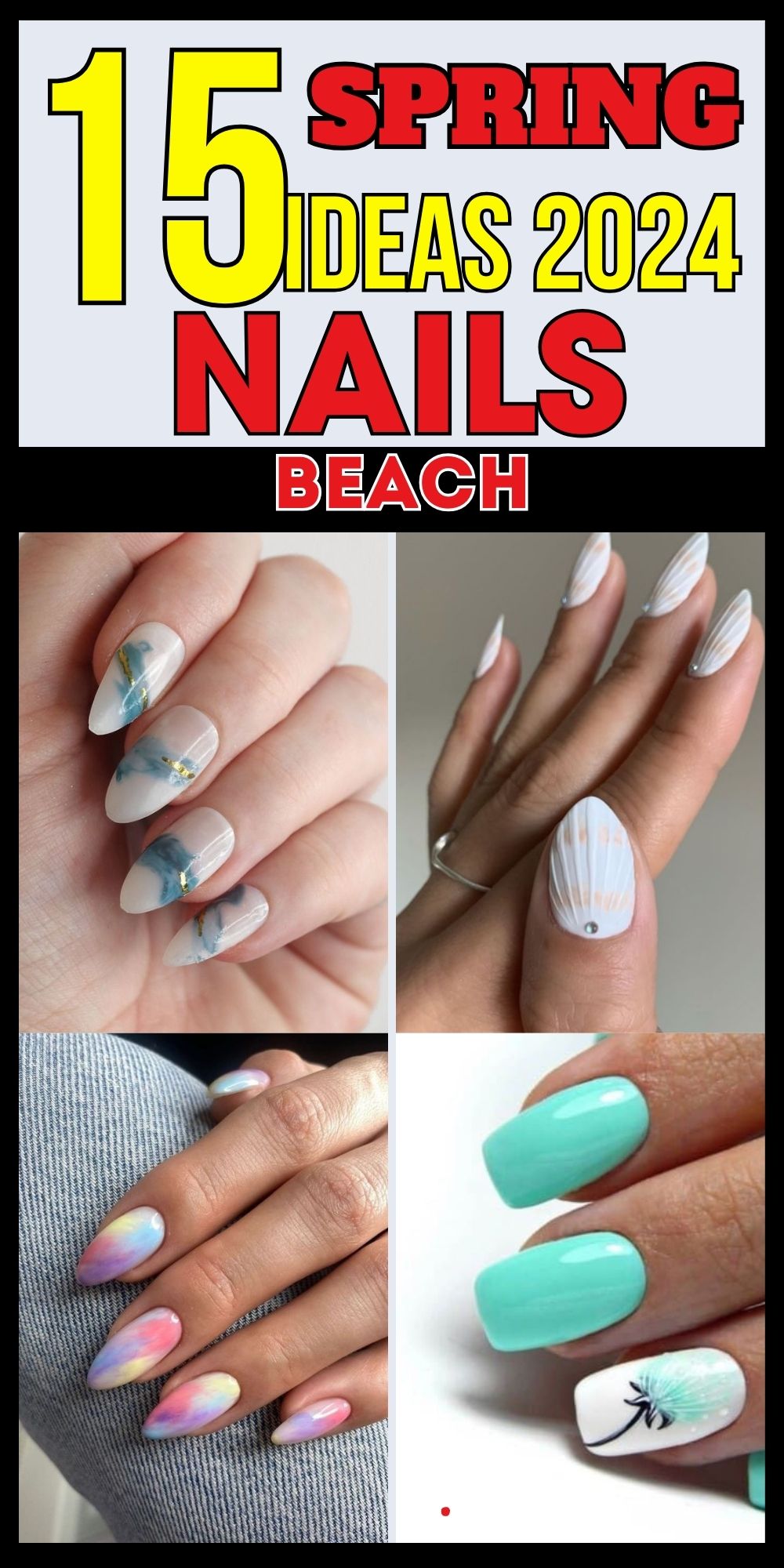 Spring Beach Nails: Chic Almond - Square Acrylic Styles